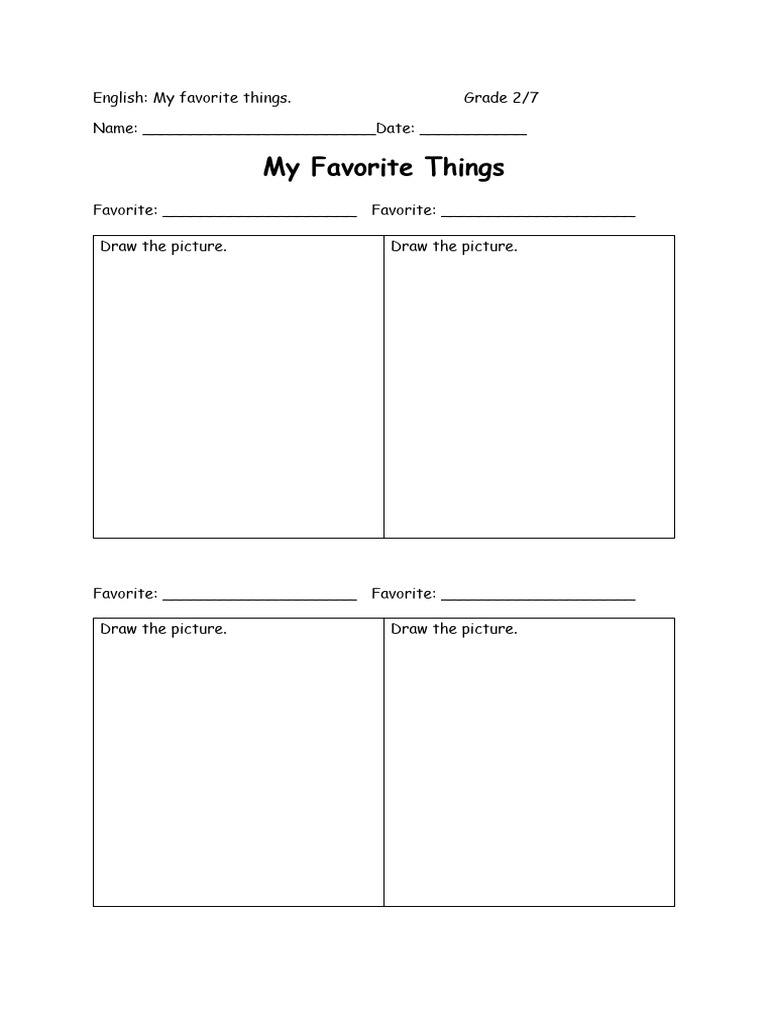 My Favorite Thing Worksheet | PDF