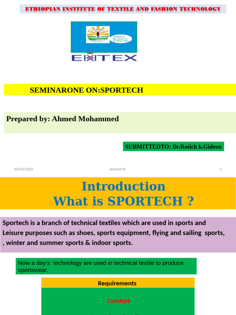 Finalpresentation On Sport Tech | PDF | Textiles