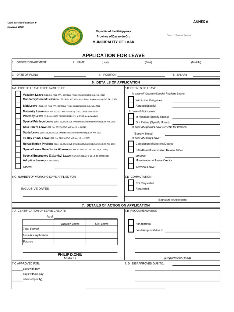 Blank Leave | PDF | Sick Leave | Social Programs