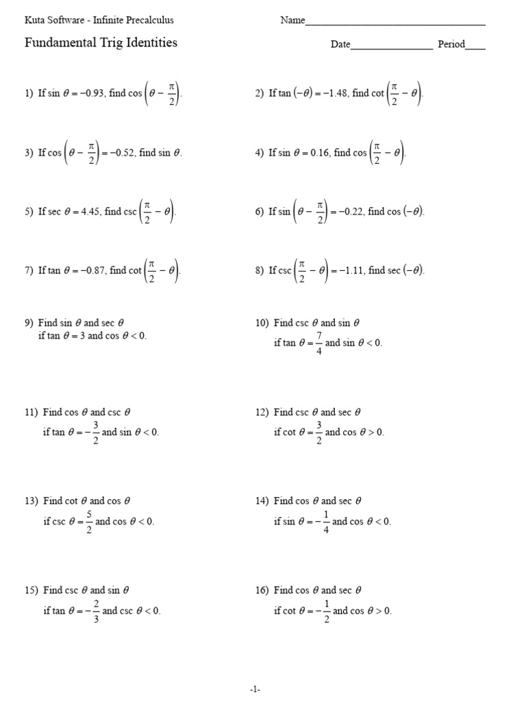 04 - Fundamental Trig Identities | PDF | Combinatorics | Mathematical ...