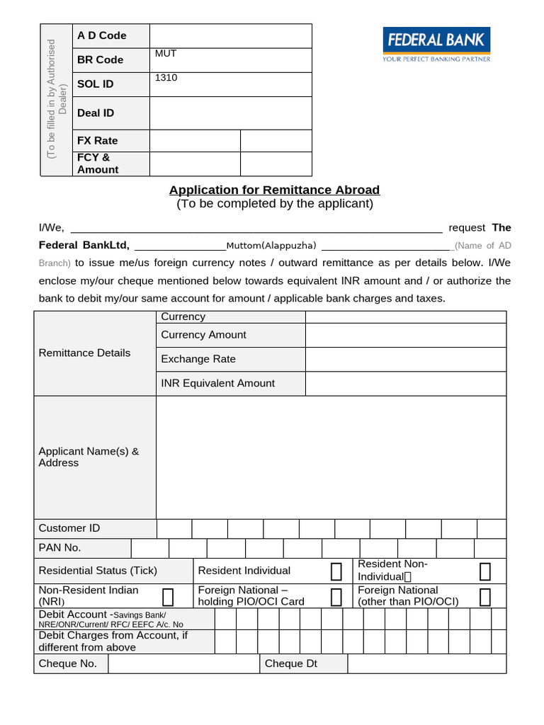 Outward Remittance - Blank | PDF | Banks | Investing