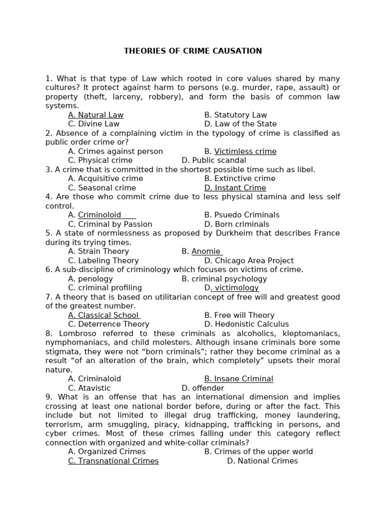 Theories of Crime Causation Ok (1) | PDF | Crimes | Crime & Violence