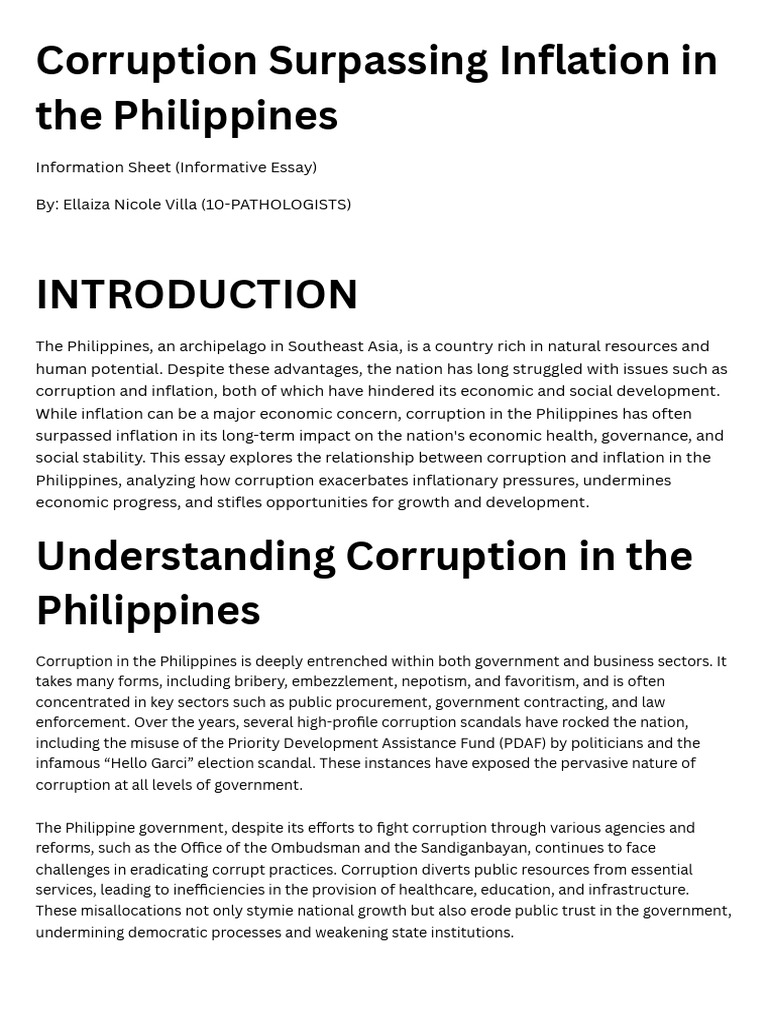 Corruption Surpassing Inflation in The Philippines | PDF | Inflation ...