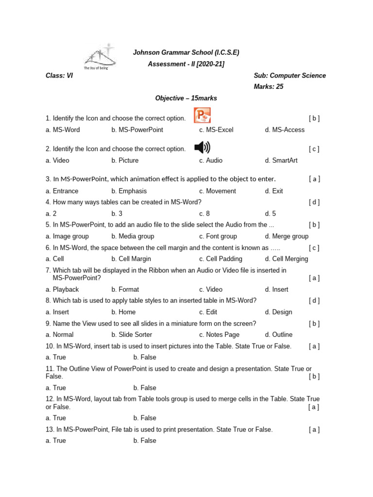 ASSESSMENT - II - Key Paper | PDF | Microsoft Word | Microsoft Power Point