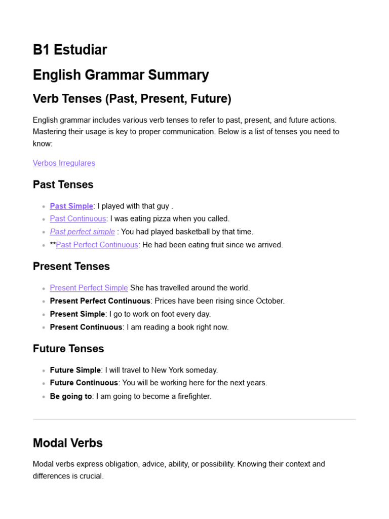 English Grammar: Verb Tenses & Usage | PDF | Verb | Perfect (Grammar)