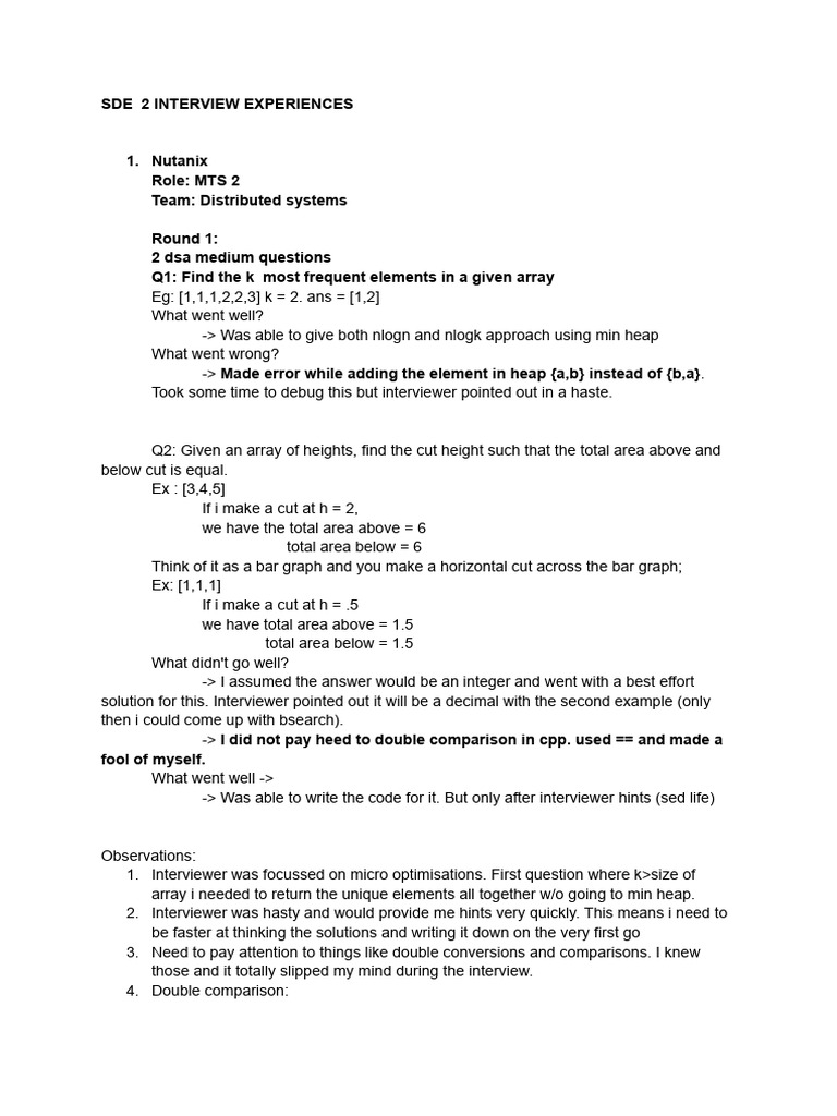 Sde Interview Experiences | PDF | Postgre Sql | Computing