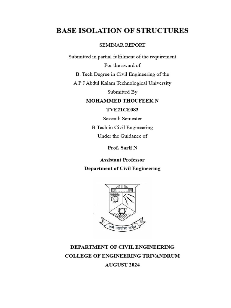 Base Isolation Techniques in Seismic Engineering | PDF | Earthquake ...