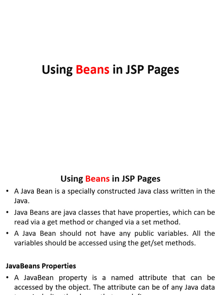 Using_Beans_in_JSP | PDF | Object Oriented Programming | Computer Science