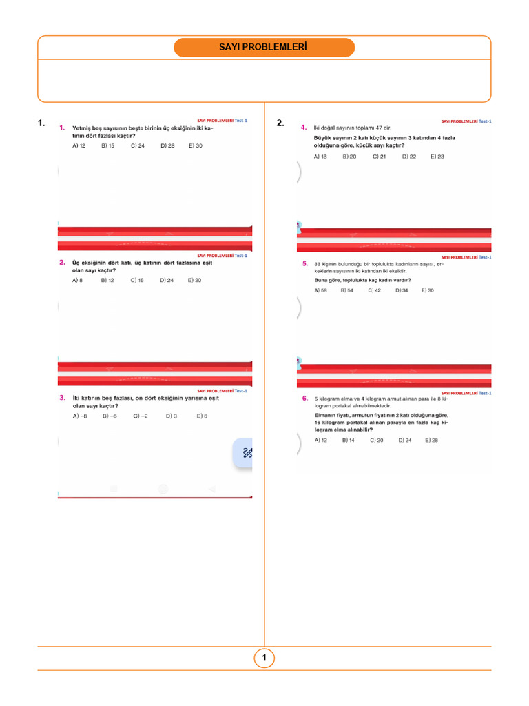 Sayi Problemleri̇ (1) | PDF