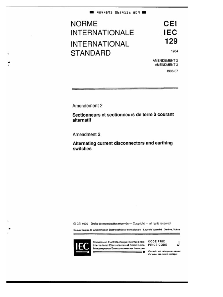 IEC 60129 - Disconnectors and Earthing Switches | PDF | International ...