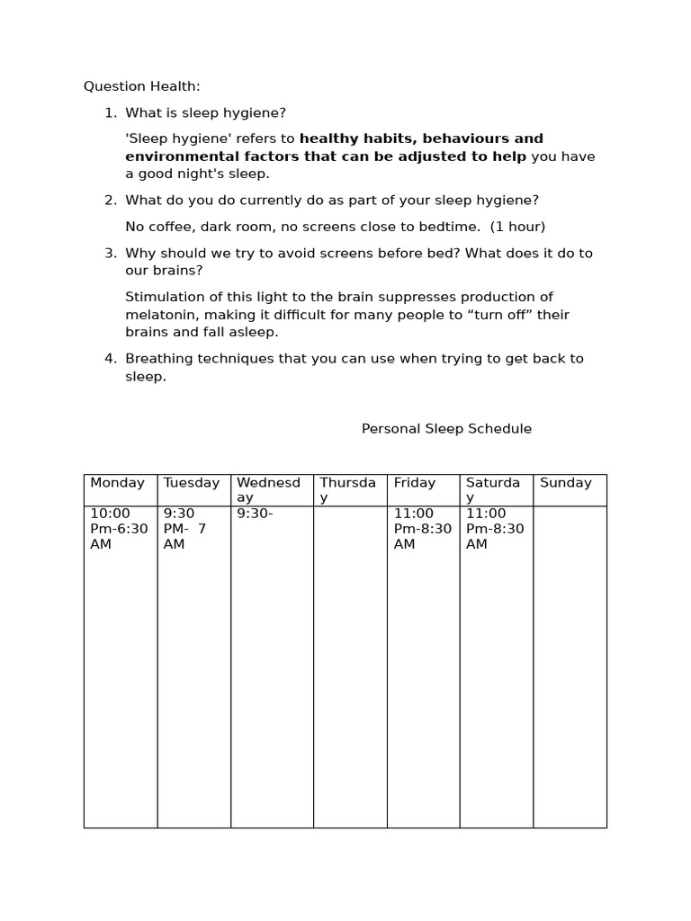 Health Questions | PDF