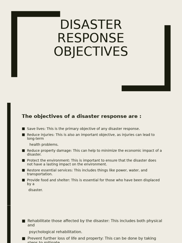 Disaster Response Objectives | PDF