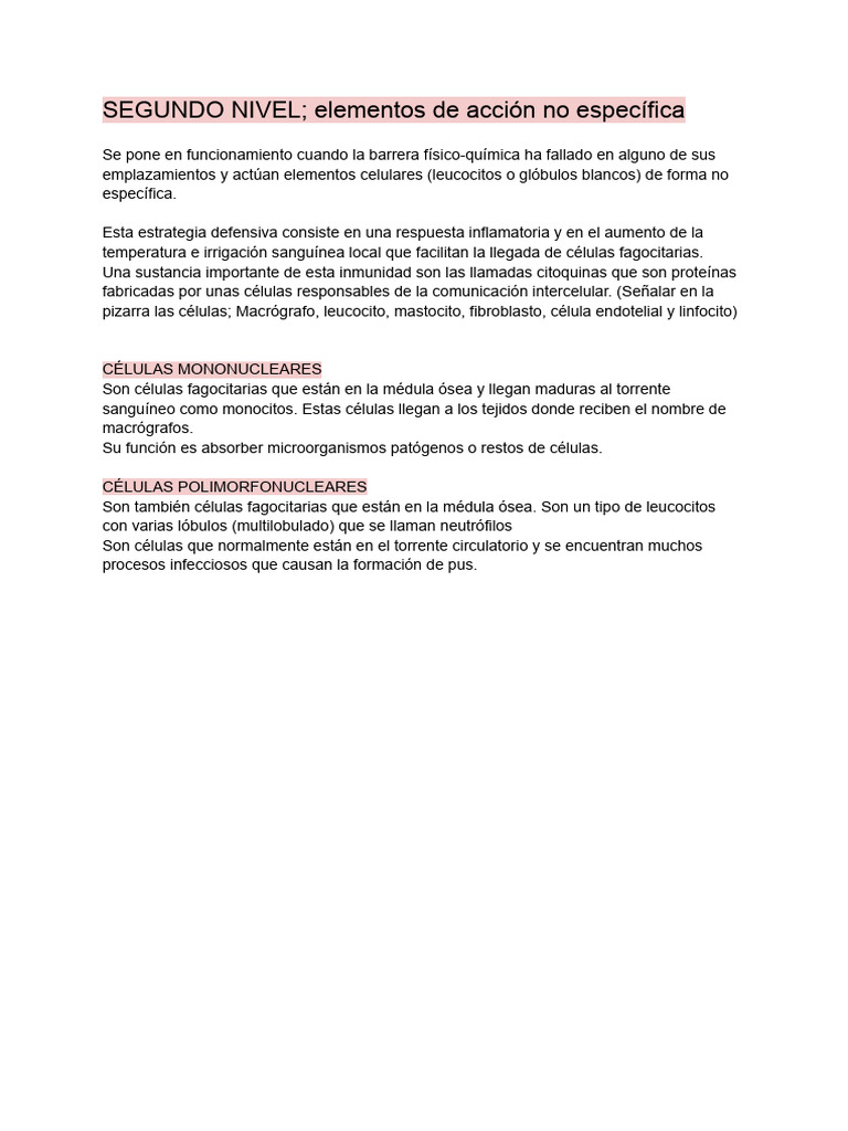 SEGUNDO NIVEL Elementos de Acción No Específica | PDF