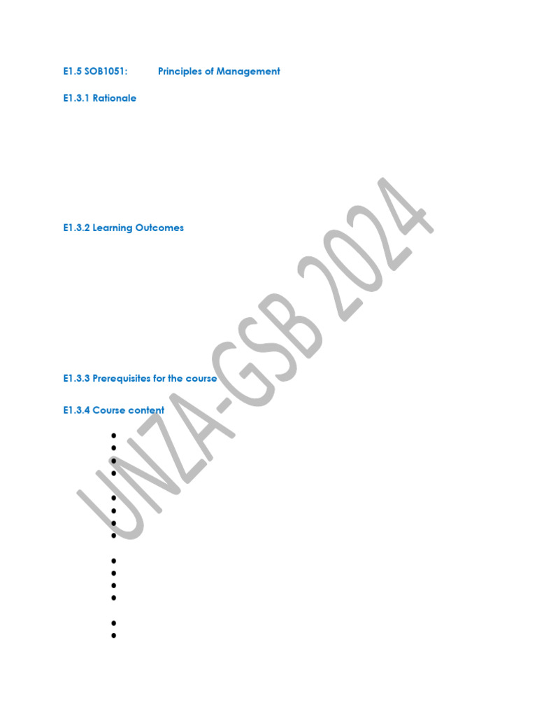 Sob 1051 Principles of Management | PDF