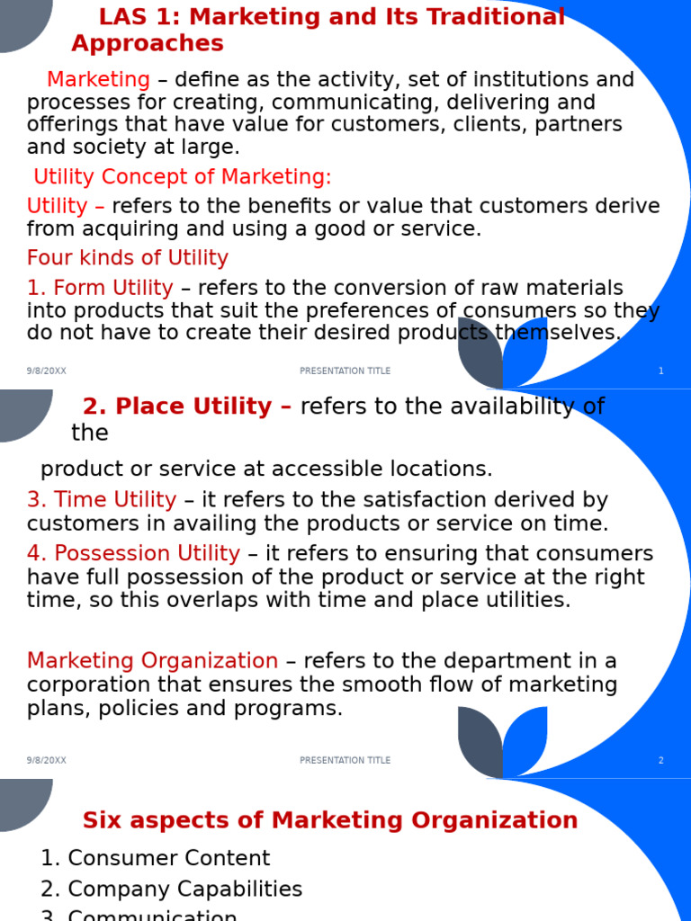 Marketing Utilities & Organization Basics | PDF