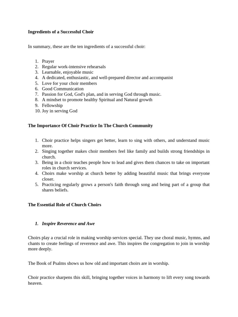 Qualities of an Ideal Choir Member | PDF | Choir | Worship