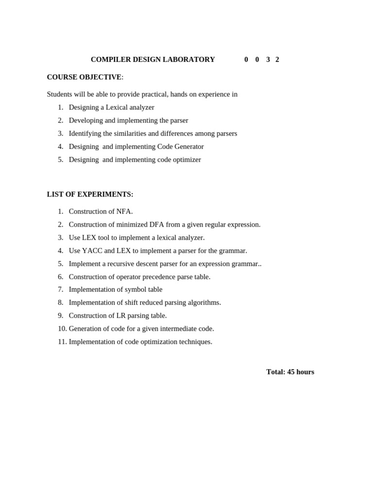 Compiler Design Lab Manual | PDF | Parsing | Regular Expression