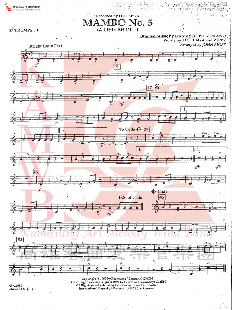 Mambo No.5 Trumpet Group | PDF