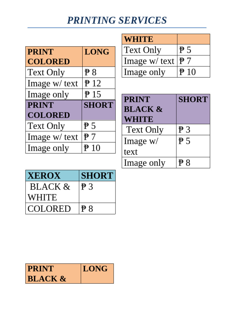 Print Prices | PDF