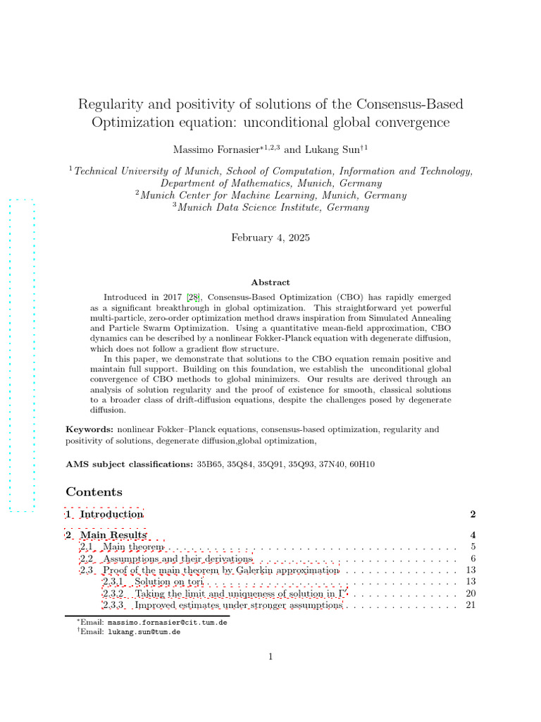 Regularity and Positivity of Solutions of The Consensus-Based Optimization Equation ...