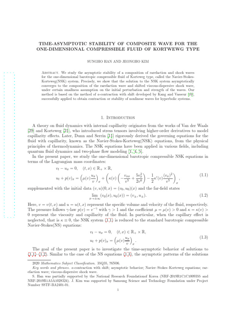 TIME-ASYMPTOTIC STABILITY OF COMPOSITE WAVE FOR THE ONE-DIMENSIONAL COMPRESSIBLE FLUID OF ...