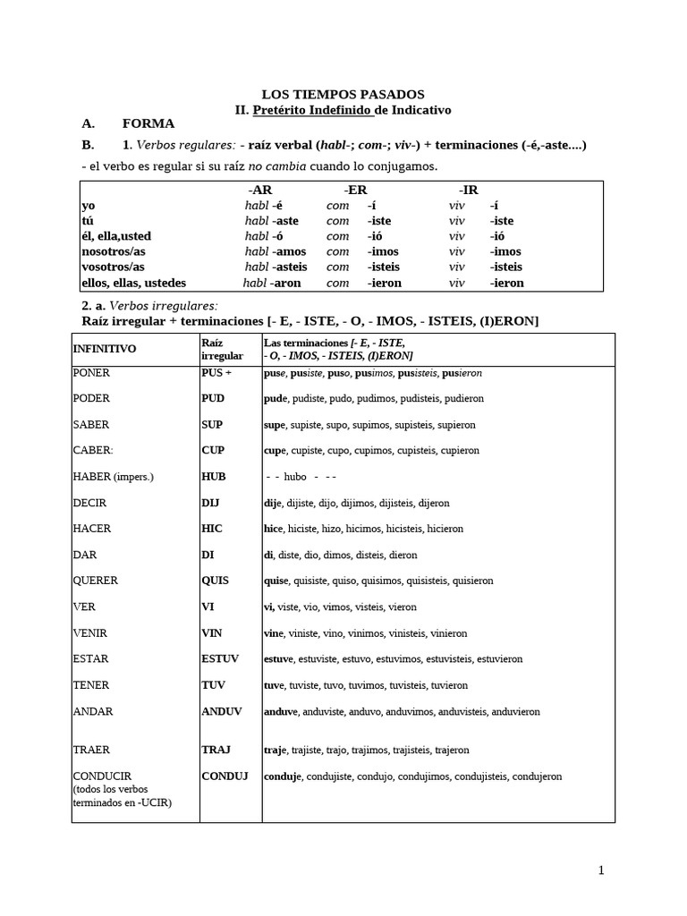 Uso y Conjugación del Pretérito Indefinido | PDF | Verbo