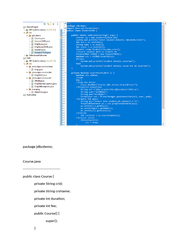 Package Jdbcdemo Corrected | PDF | Software Development | Data Management Software