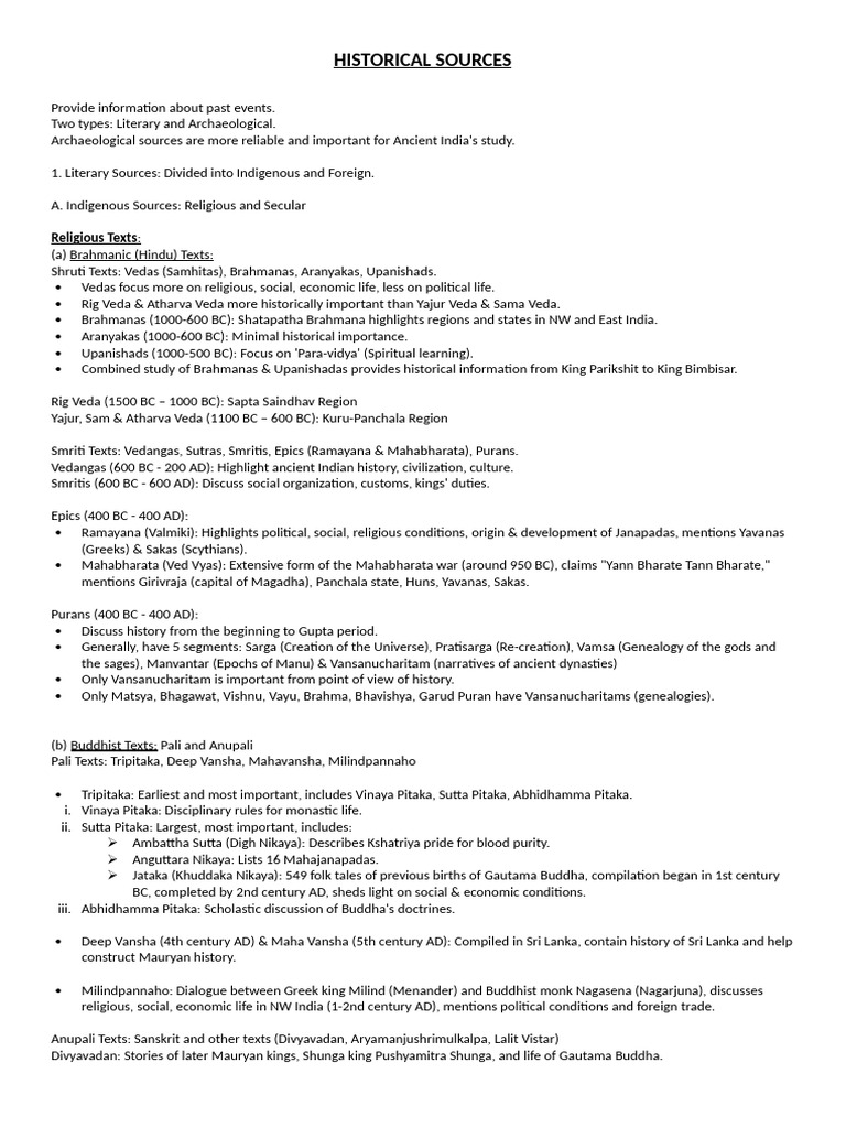 Ancient India's Literary and Archaeological Sources | PDF | Paleolithic ...