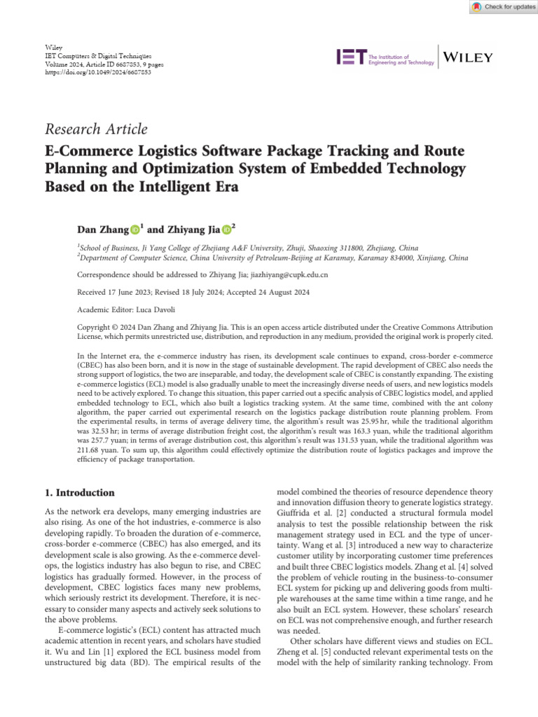 IET Computers Digital Techniques - 2024 - Zhang - E Commerce Logistics ...