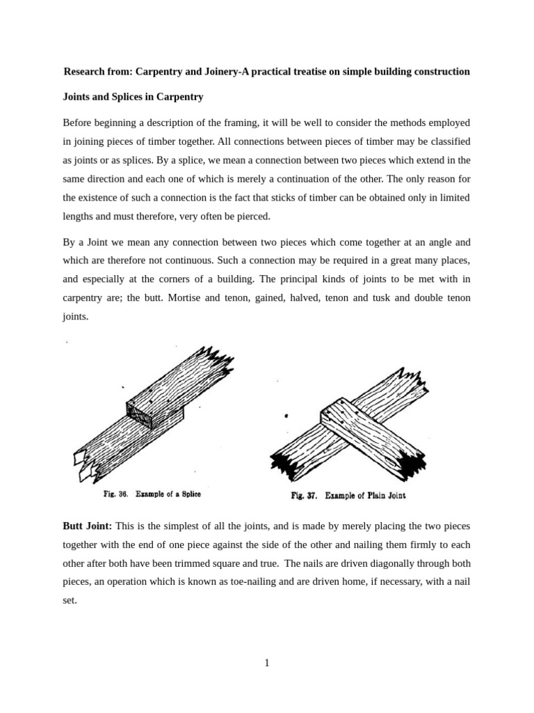 Joints and Splices in Carpentry | PDF | Woodworking