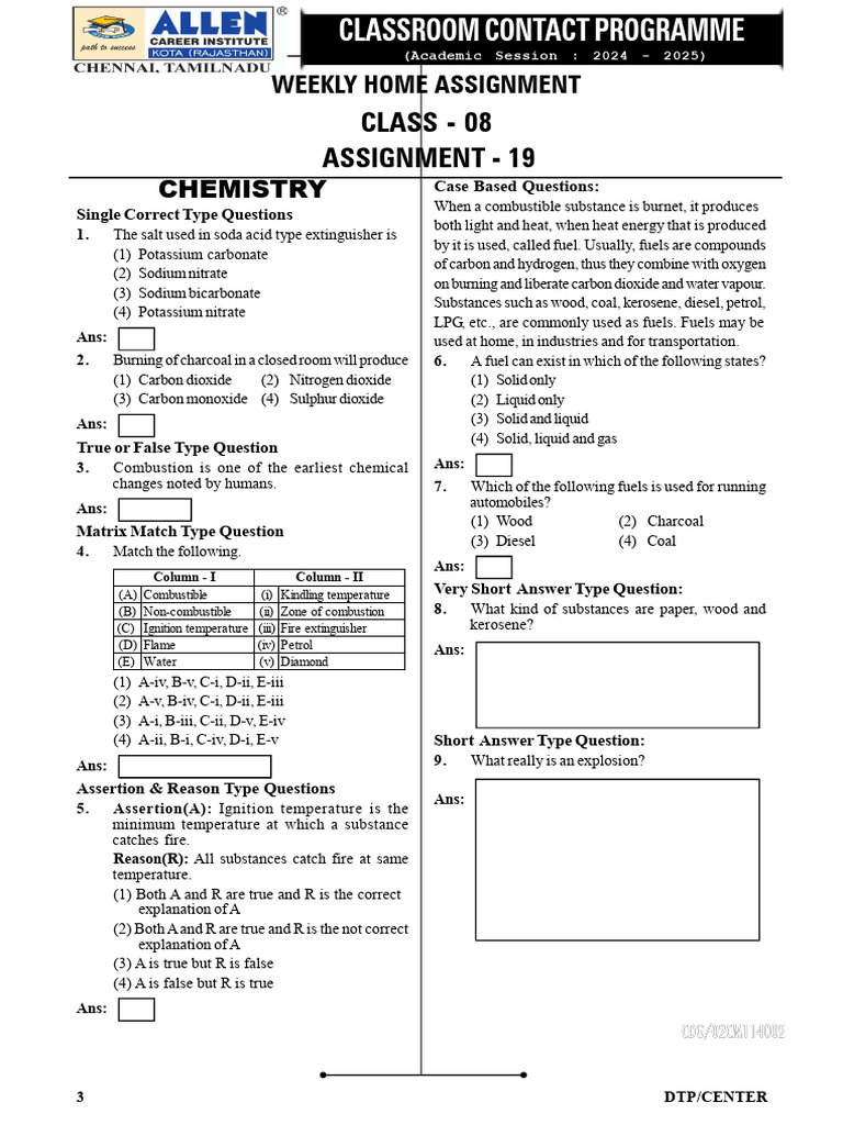 Week-19 - Class-8 - Home Assign - 24-25 - Chemistry | PDF | Fuels ...