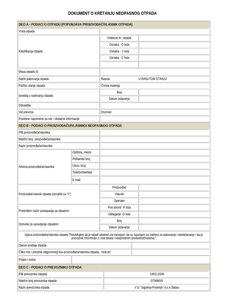 DKO-OTPAD Blanko Obrazac | PDF