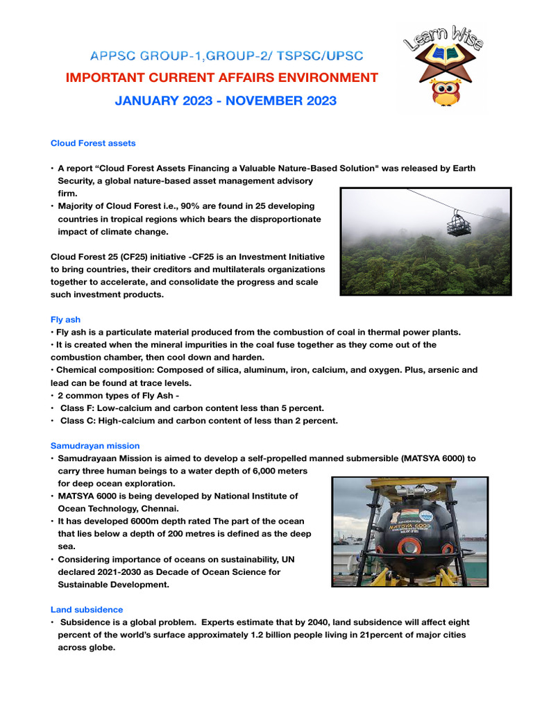Current Affairs Environment January To November 2023 | PDF | Volcano ...
