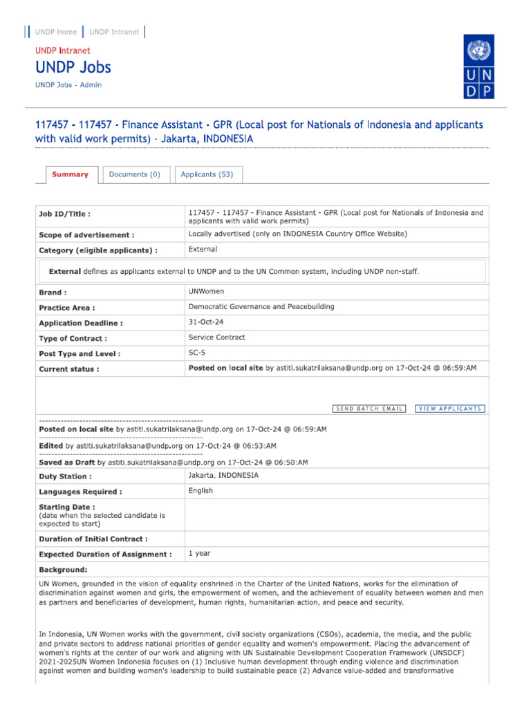 Vacancy UNDP-UN Women | PDF