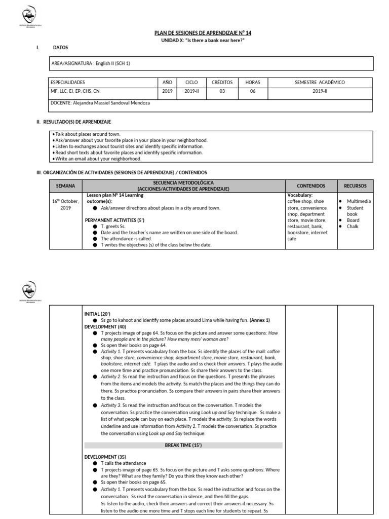 BOOK 1 Lesson plan 14 | PDF | Learning | Human Communication