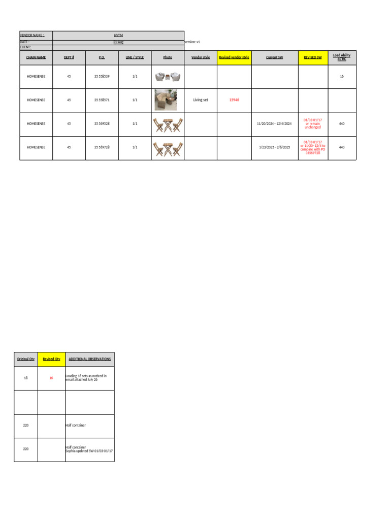 Vendor Style Revision and Load Plan | PDF