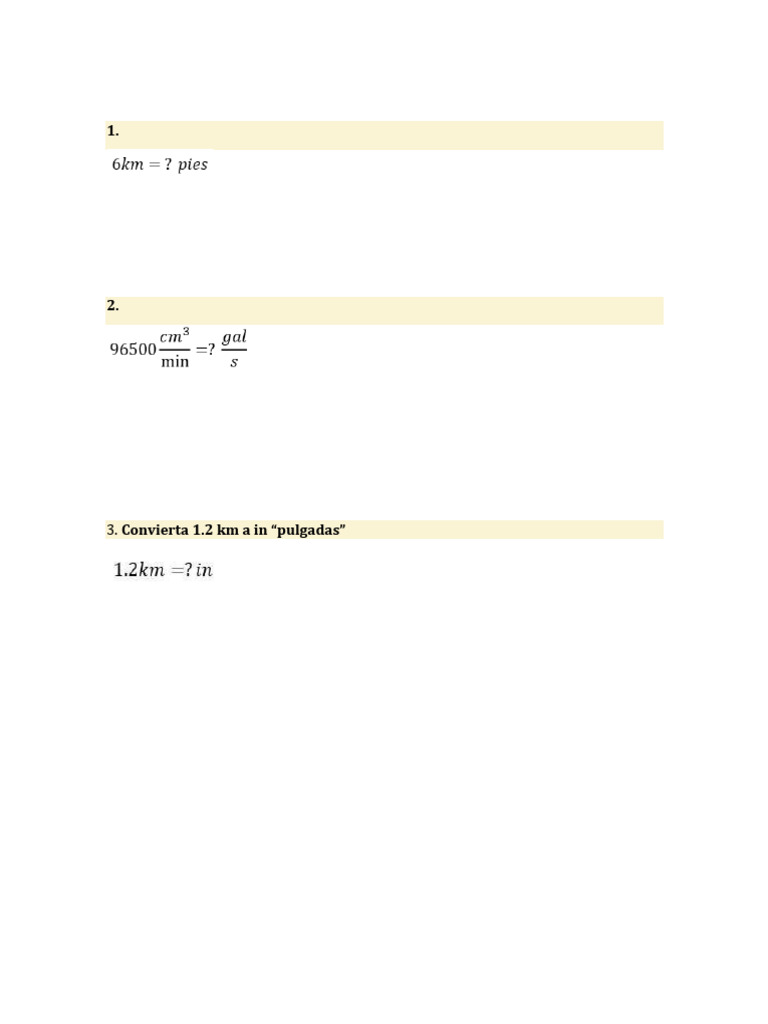 Ejercicios de Practica de Conversión de Unidades | PDF