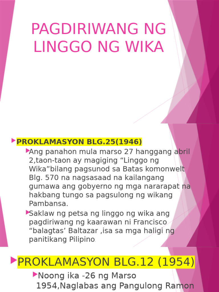 Pagdiriwang NG Linggo NG Wika | PDF