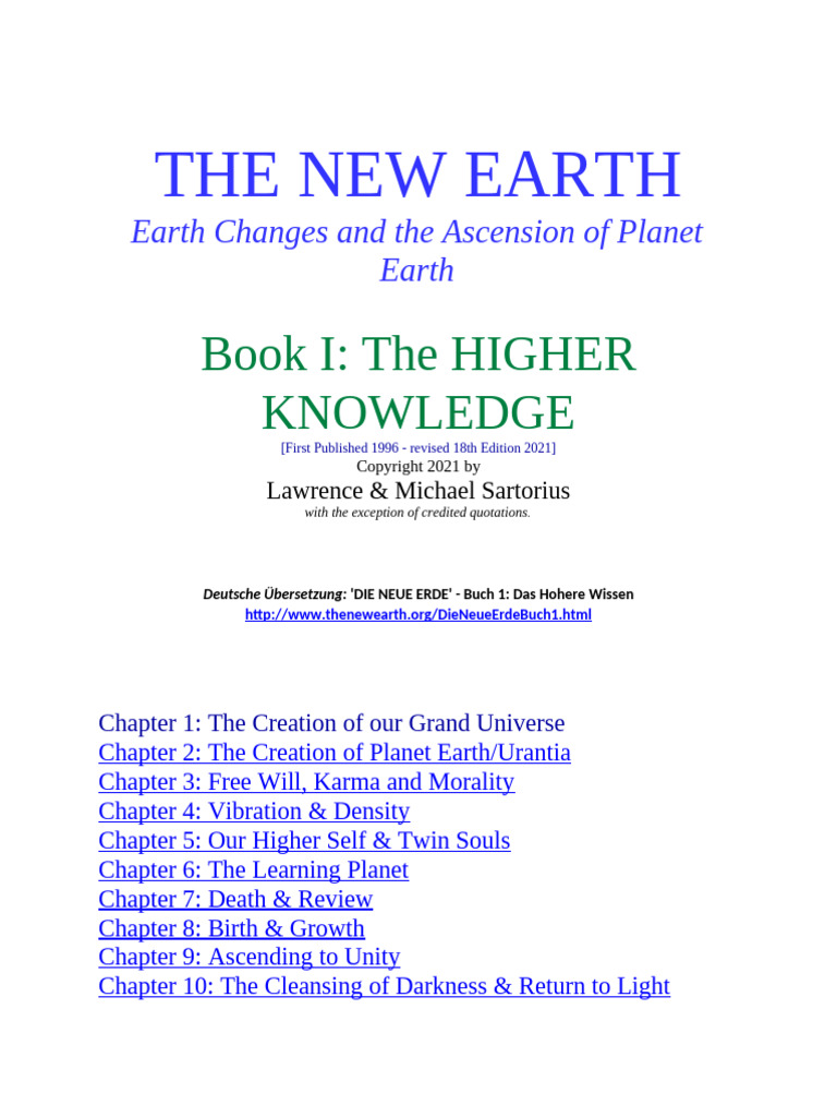 Book i - The Higher Knowledge - The New Earth | PDF | Universe | Oceans