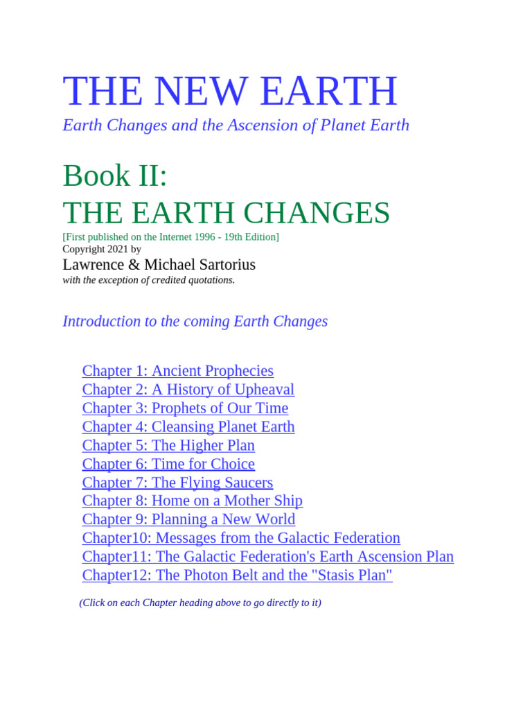 Book II - The Earth Changes - The New Earth | PDF | Unidentified Flying ...