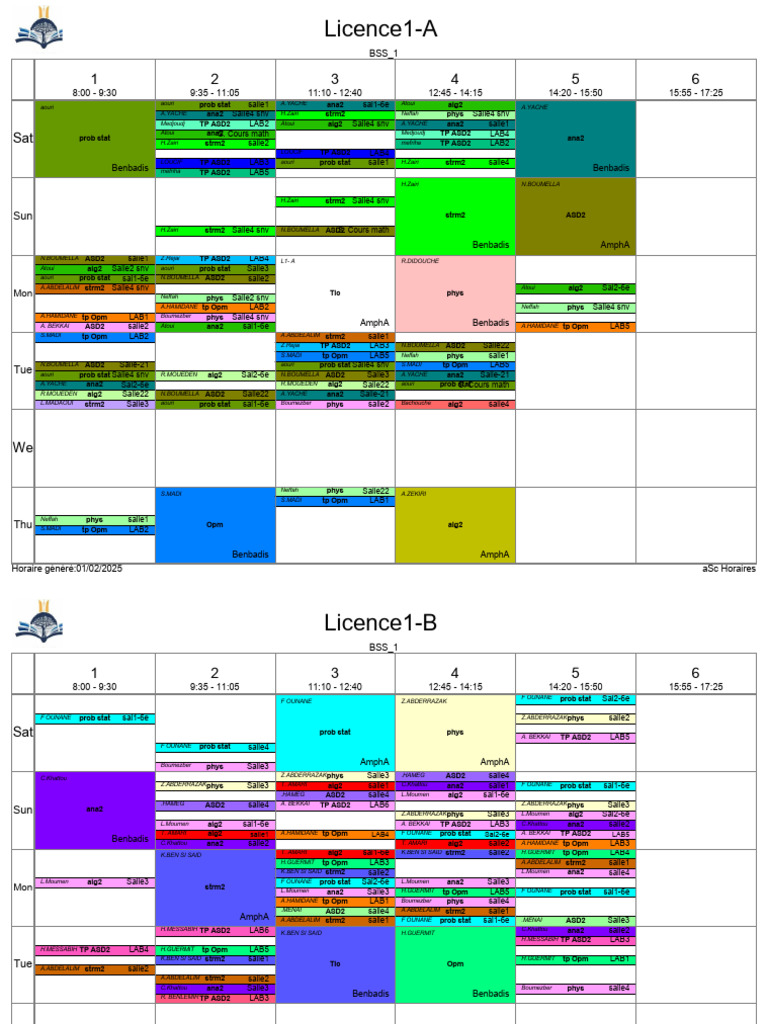 Timetable S2 | PDF