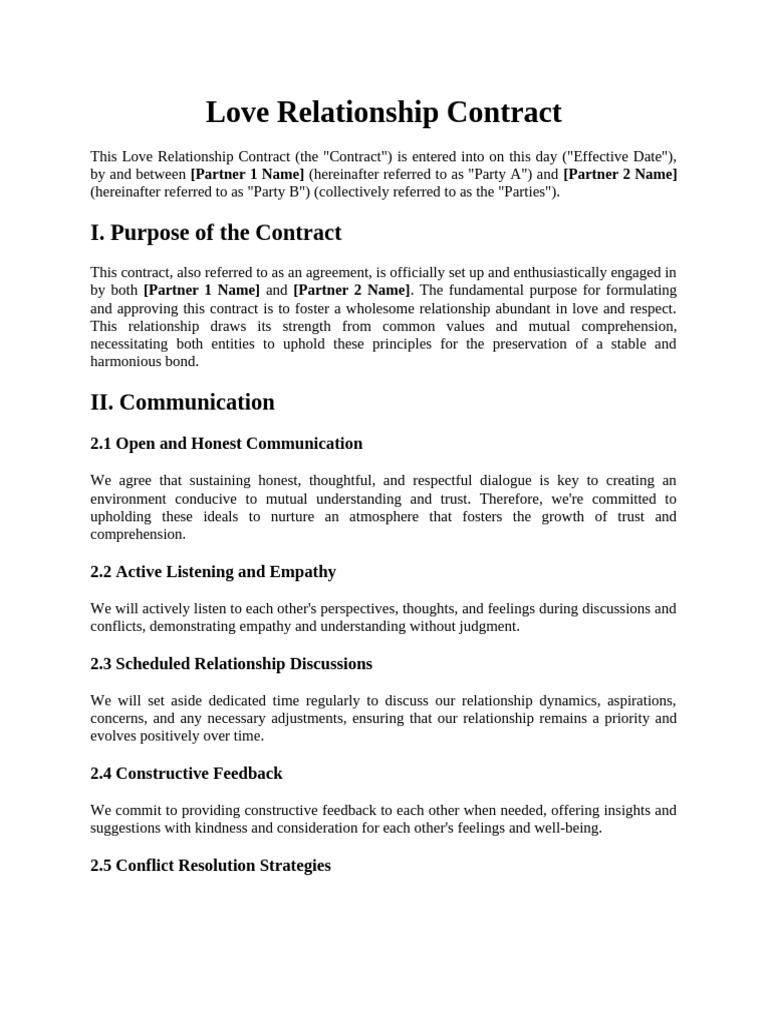 Love Relationship Contract | PDF | Intimate Relationships | Conflict Resolution
