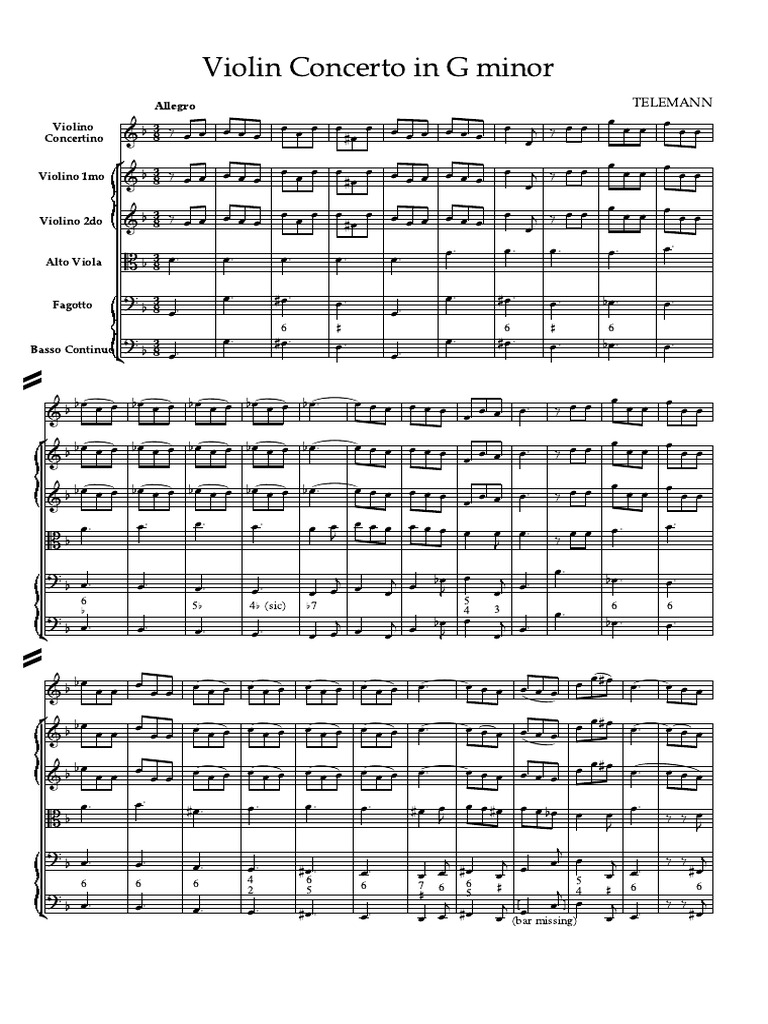 G.F. Telemann - Violin Concerto No. 9 TWV 51 g1 | PDF