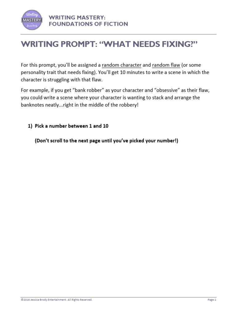 Writing Prompt - What Needs Fixing | PDF