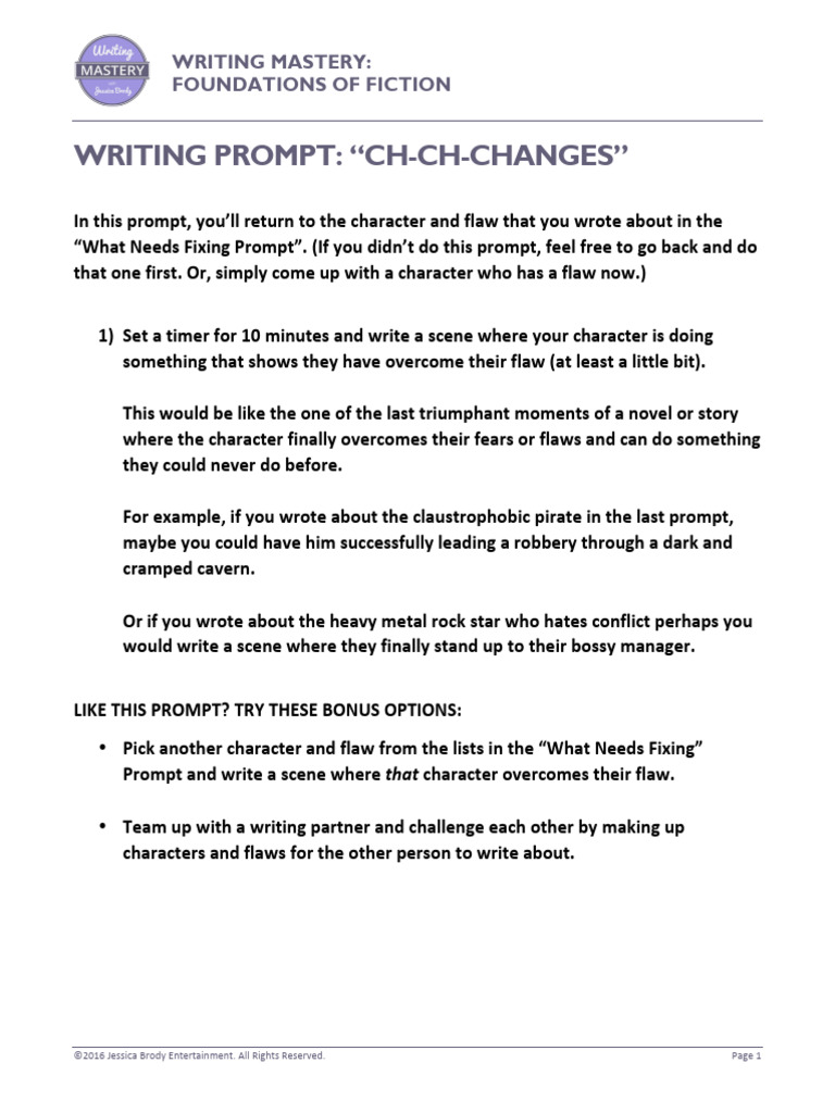 Character Flaw Overcoming Prompt | PDF
