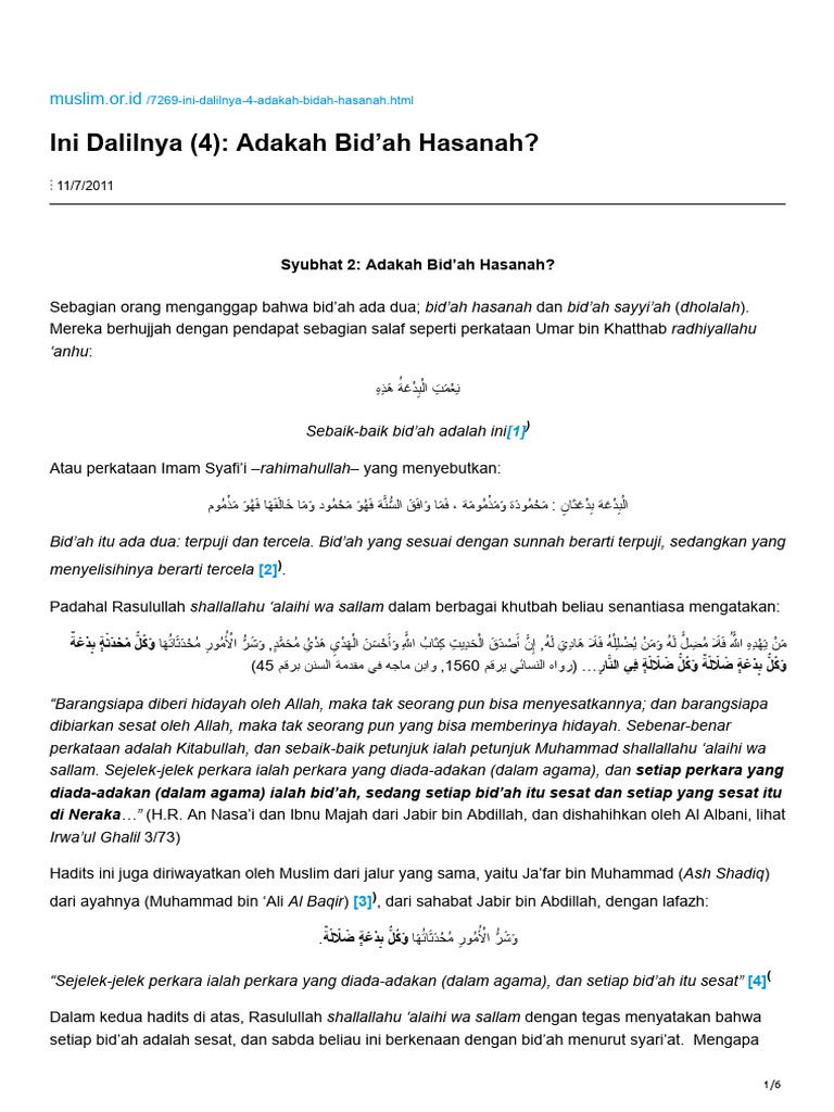 muslim.or.id-Ini Dalilnya 4 Adakah Bidah Hasanah | PDF