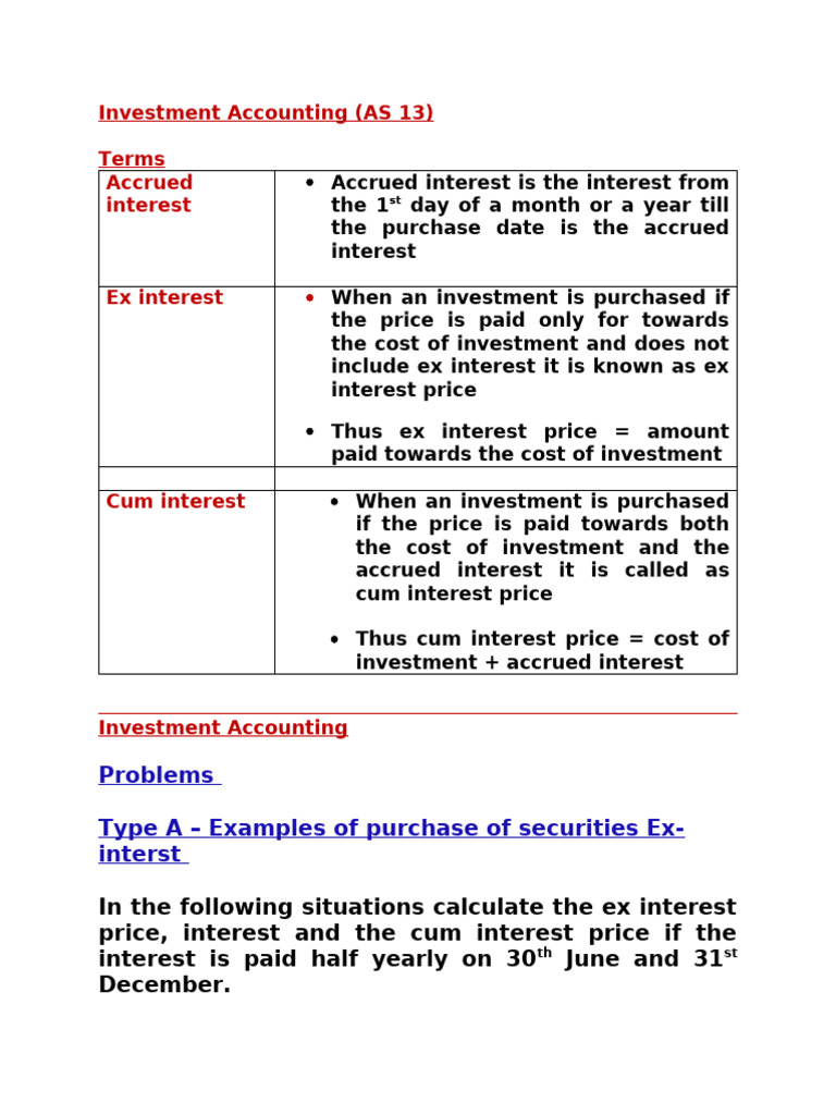 Ex Interest vs Cum Interest in Investments | PDF | Interest | Investing