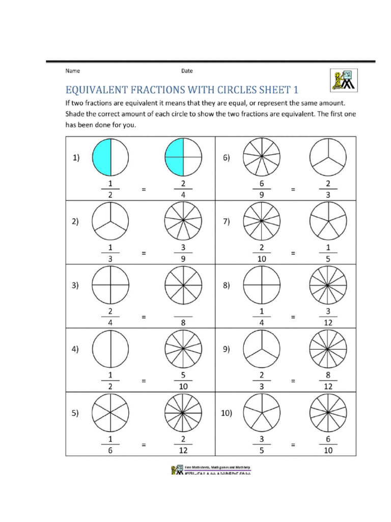 Equivalent fractions grade 4 | PDF