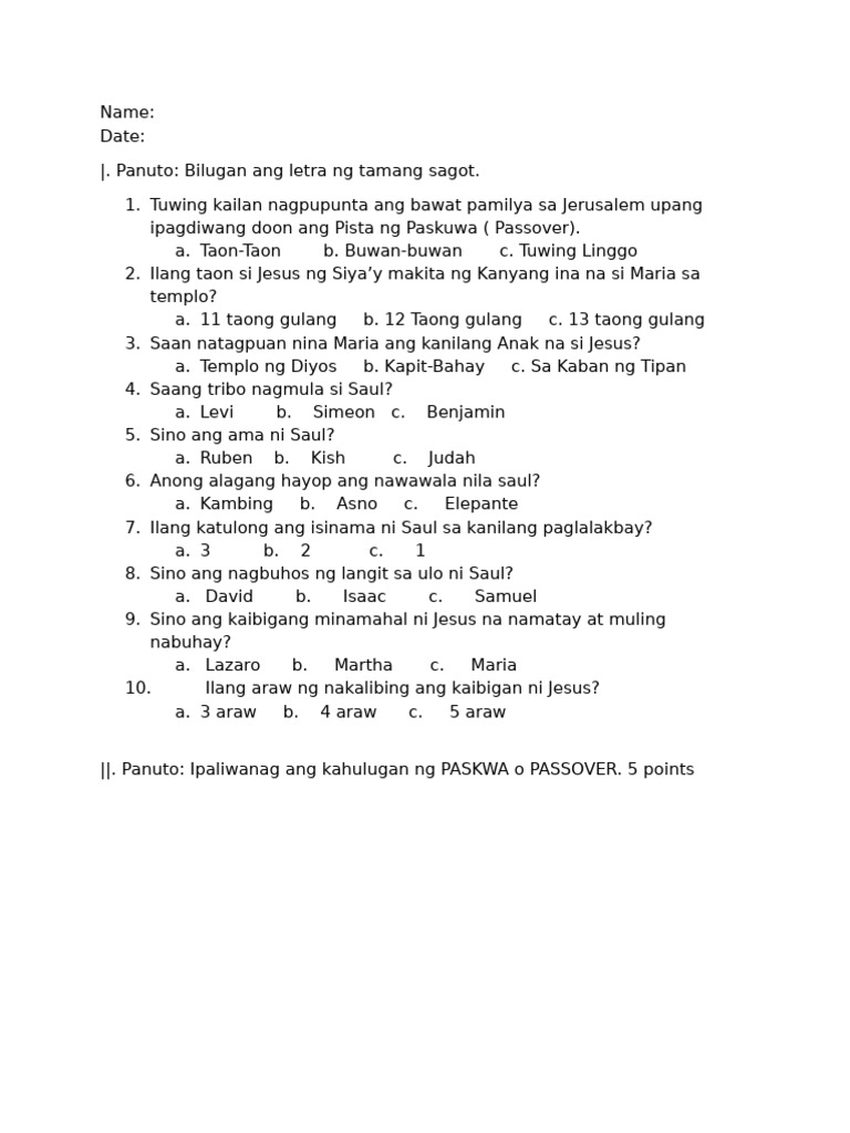 Bible Quiz | PDF