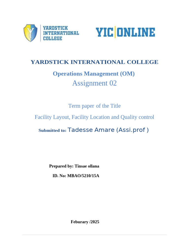 om-assignment-2 | PDF | Supply Chain | Operations Management